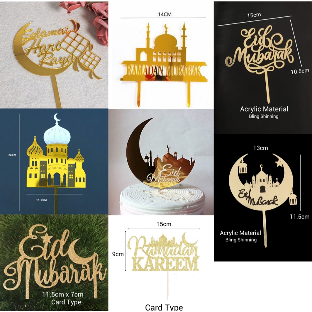 【READY STOCK】 - HARI RAYA Cake Topper Acrylic card & Decoration ...