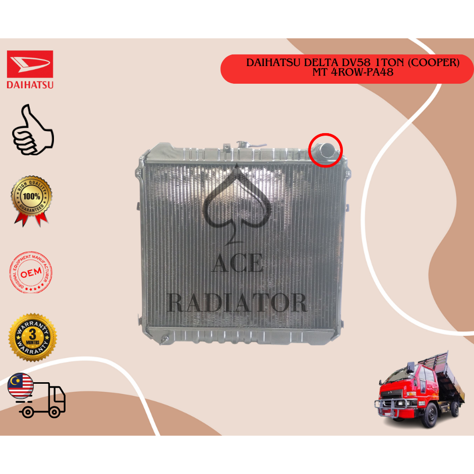 DAIHATSU DELTA DV58 1TON (COOPER) OEM RADIATOR ASSY MANUAL 4ROW-PA48 ...