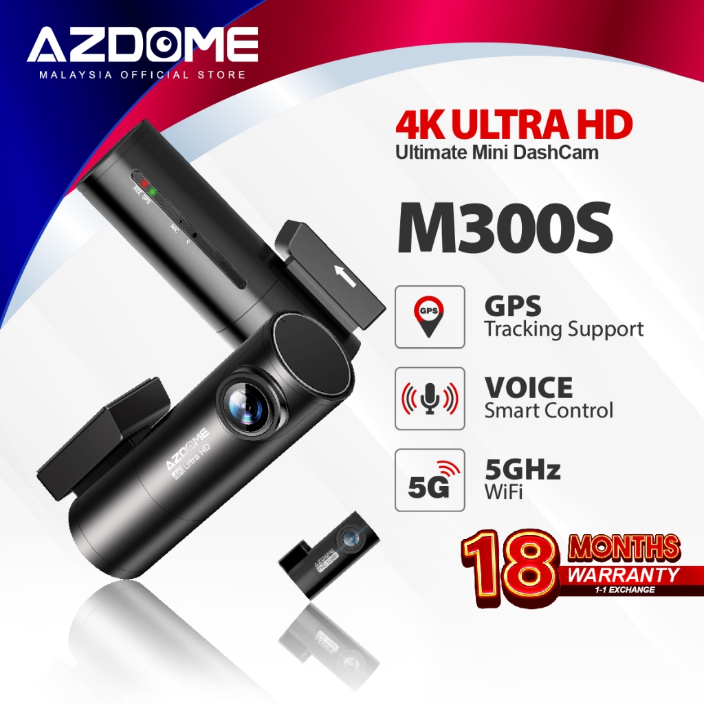 AZDOME M300S 2160P/4K Ultra HD Front DashCam Night Vision Smart Voice ...