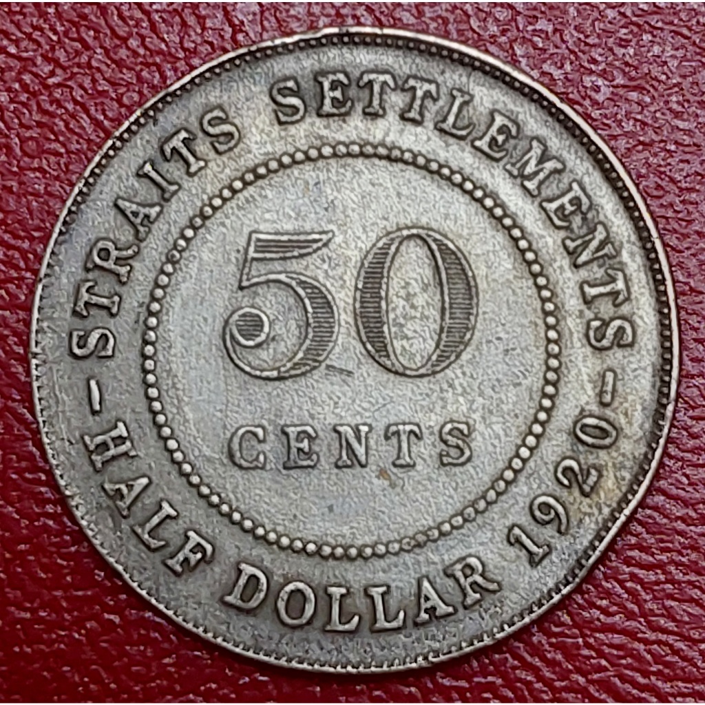 1920 Half Dollar Silver Rare Coin Straits Settlements KG V - 27mm 1920 ...