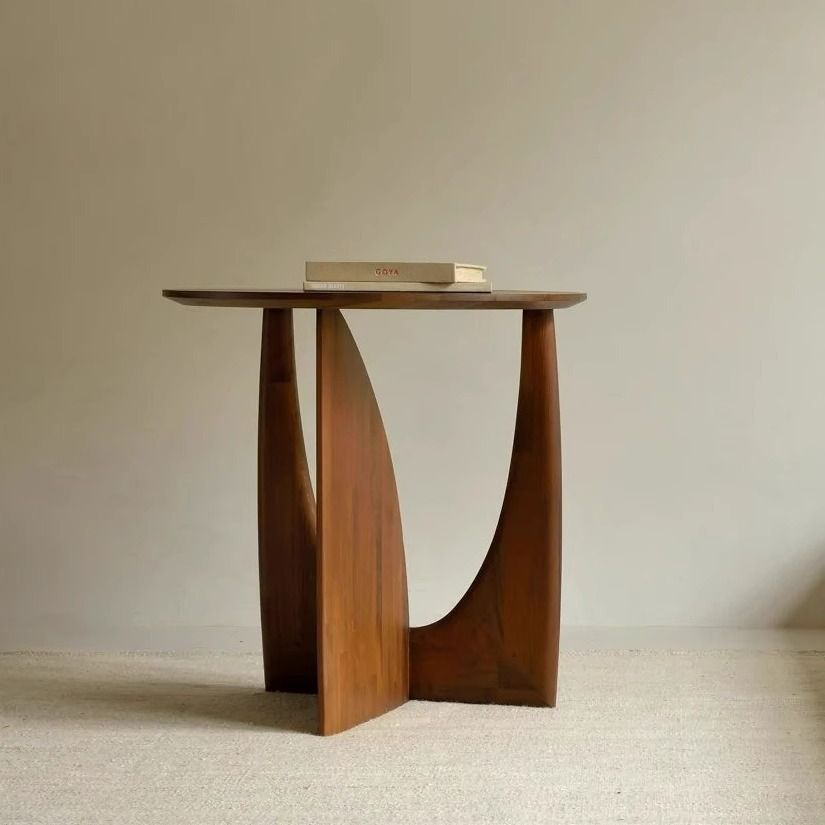 Antique Style Solid Wood Sofa Side Table Small round Table Quiet Style ...