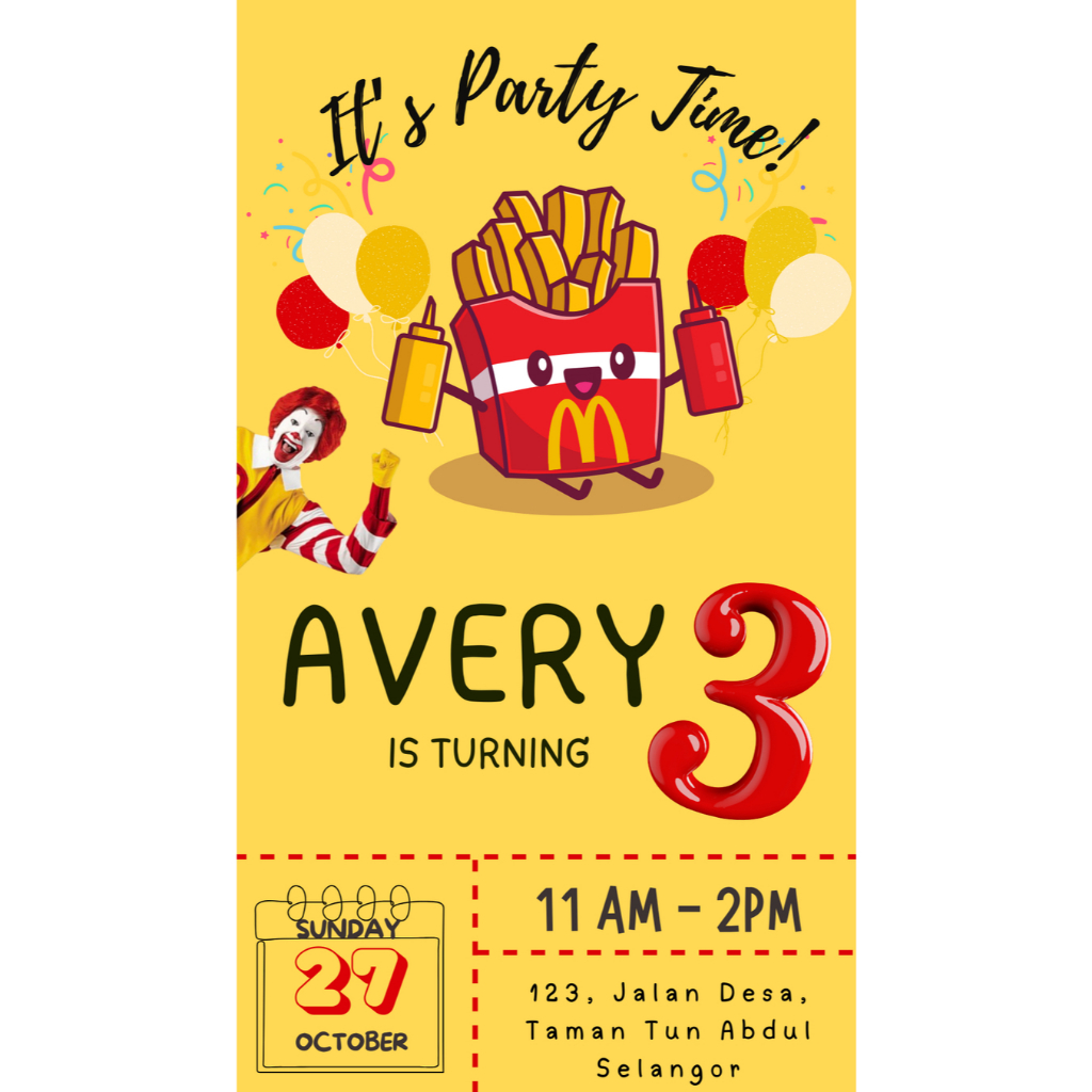 Birthday Invitation Digital Card | Ecard | Happy Birthday | Kids | MCD ...