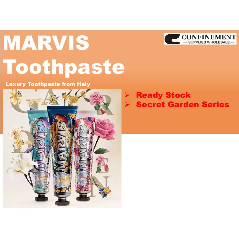 NEW Marvis Toothpaste 75ml Secret Garden Collection Series Kissing Rose Sinuous Lily Dreamy ...