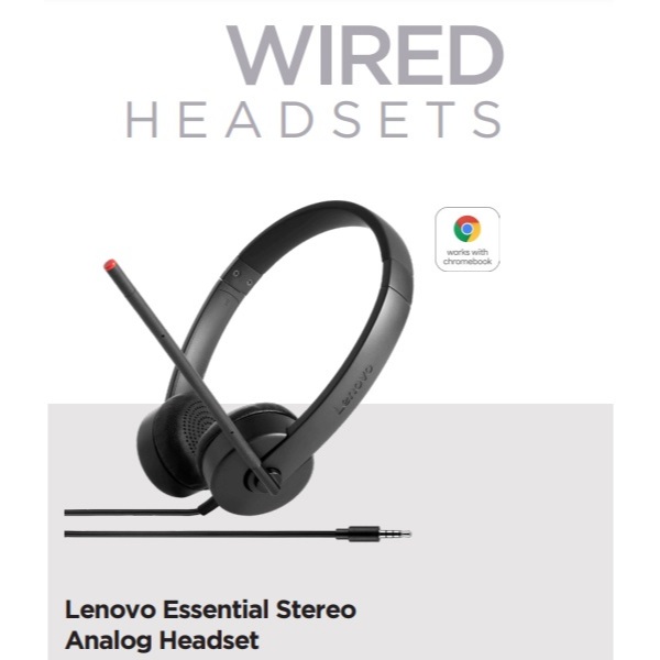 Lenovo Essential Stereo Analog Headset, Wired Headset Black - 4XD0K25030 CH-6165-1 | Shopee Malaysia