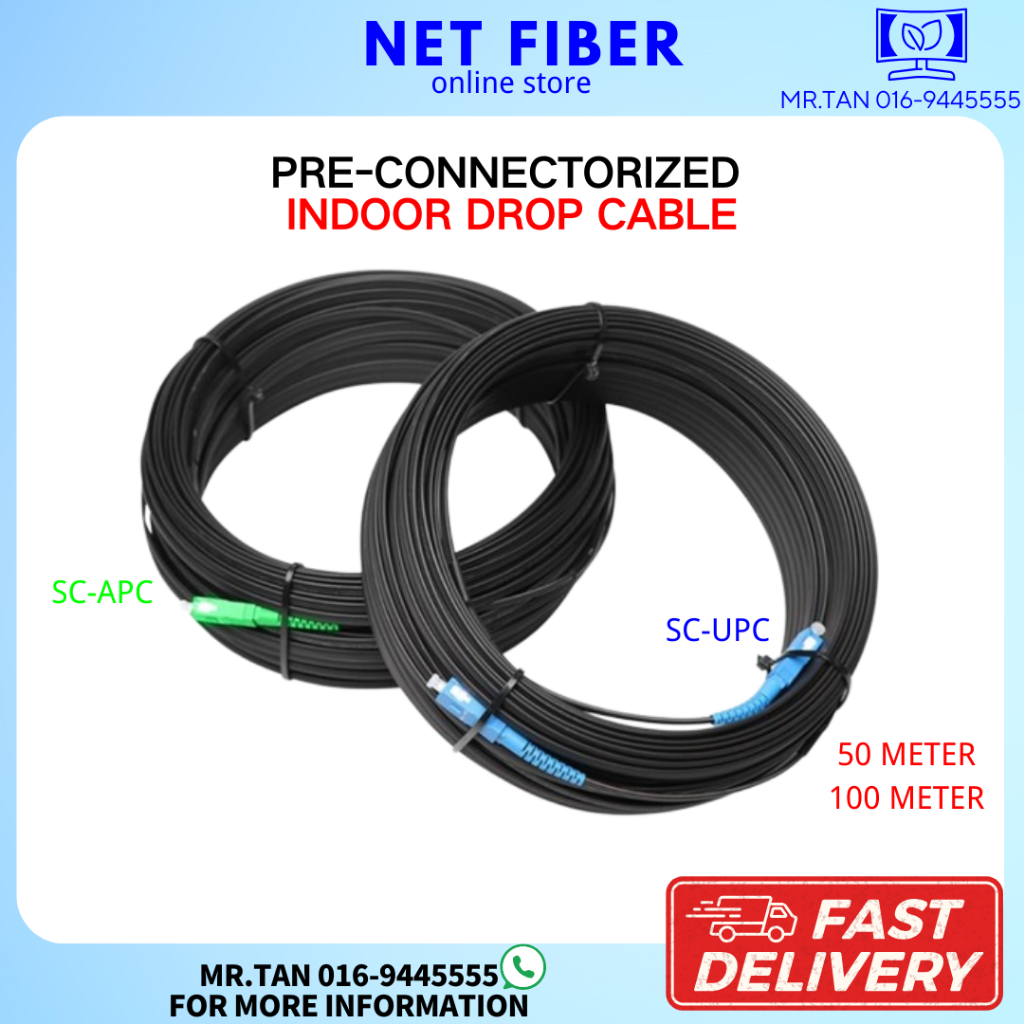 Pre-Connectorized SC/UPC & SC/APC Single Mode High Strength Drop Fiber Optic Patch Cord | Shopee ...