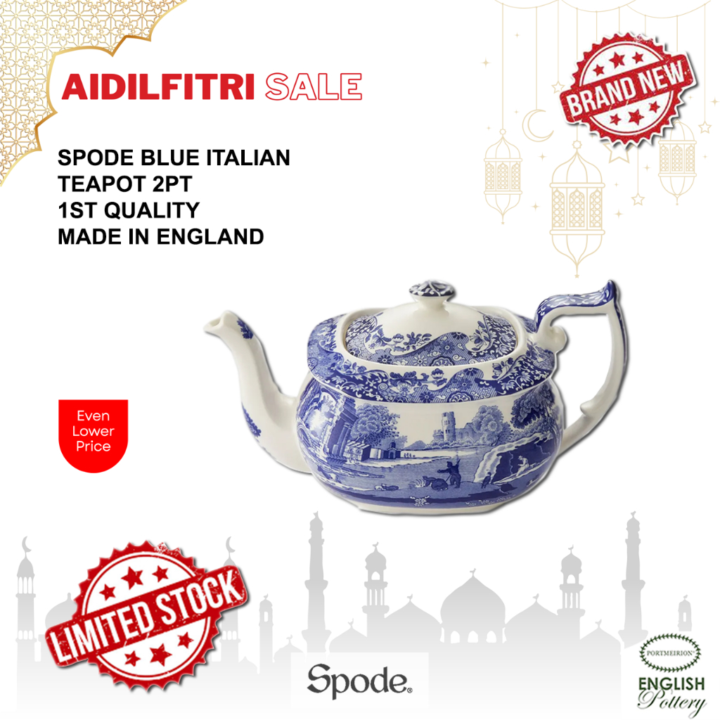 Spode Blue Italian Teapot 2 Pint 1st Quality | Shopee Malaysia