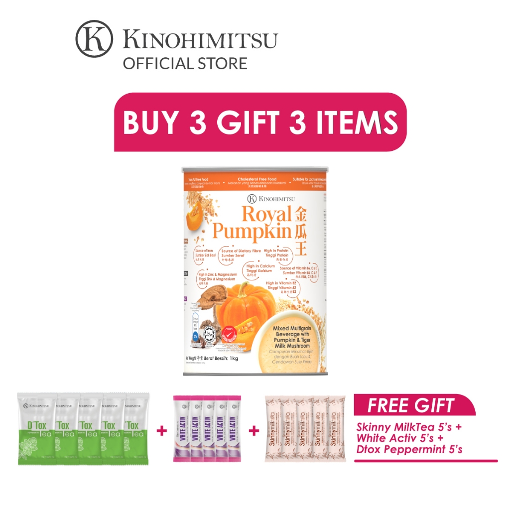 [BUY 3 GIFT 3] Kinohimitsu Royal Pumpkin (1kg x 3) [Free Skinny MilkTea 5s + White Activ 5s ...
