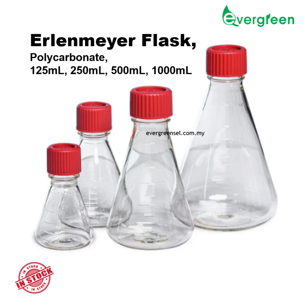 Erlenmeyer flask with vent cap, Polycarbonate , sterile, with graduation, plain bottom, 125mL ...