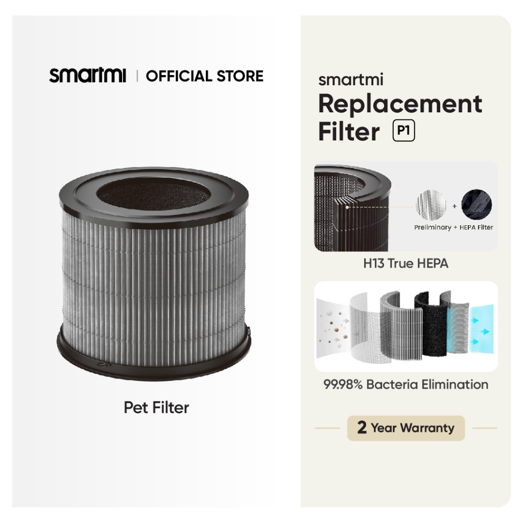 Smartmi P1 Air Purifier True HEPA Replacement Pet Allergy Filter ...