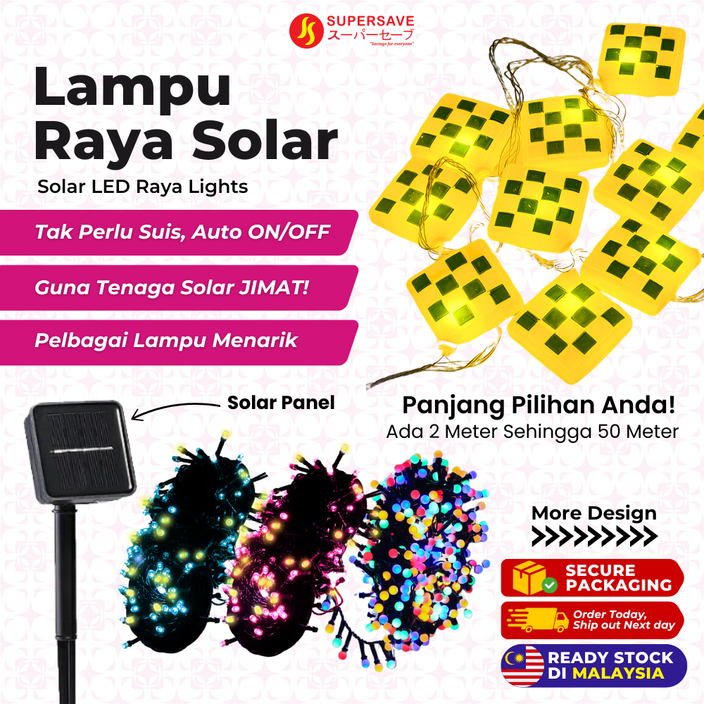 SUPERSAVE Lampu Raya Solar 2025 Lampu Kelip Kelip Solar LED Light ...