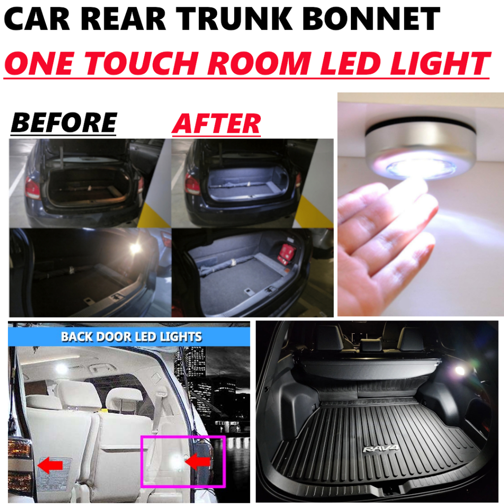 Car Rear Boot Trunk Bonnet Hood One Touch Push On Off Led Room Lamp ...