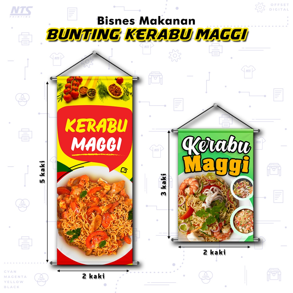🍜READY DESIGN🍜 Bunting Kerabu Maggi - Tebal / Kalis Air / Tahan Lasak ...