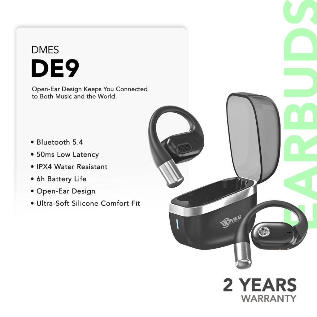 Dmes DE9 Open-Ear Wireless Earbuds 14mm Driver IPX4 Waterproof Ultra ...