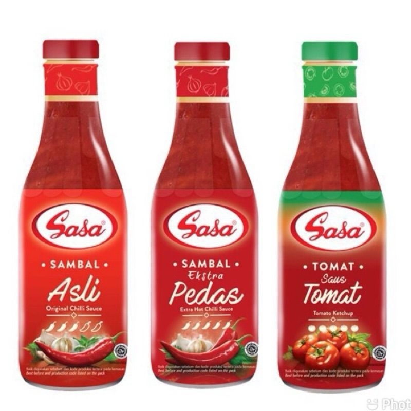 Sasa Saus Tomat / Sambal Asli / Sambal Ekstra PedasKemasan botol kaca ...