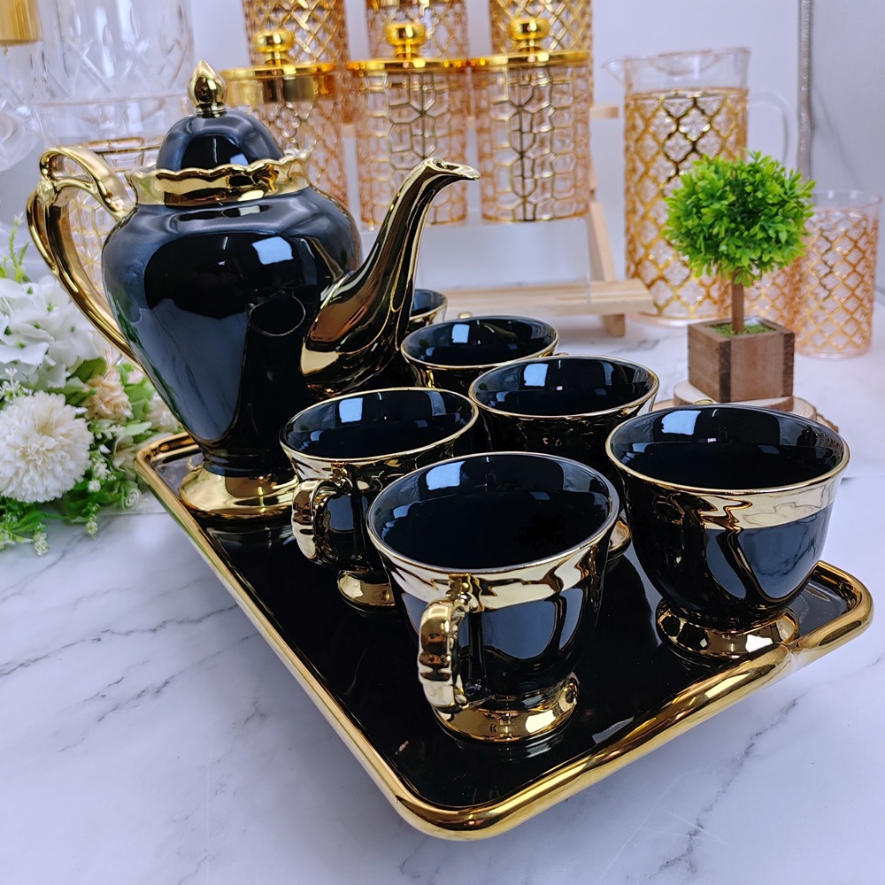 Luxury Porcelain Teapot Set With Tray Tea Cup Set Mugs Tea Pot Coffee ...