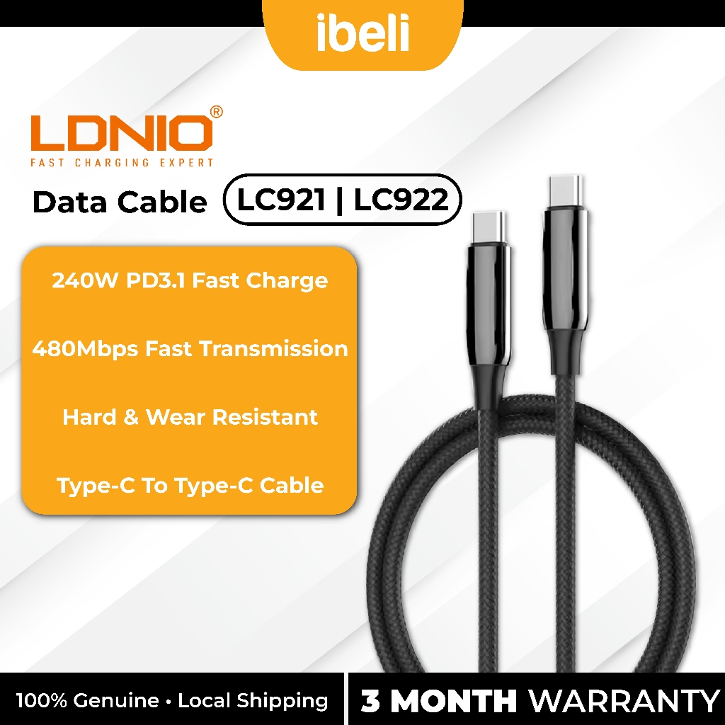 LDNIO LC921(1M)/ LC922(2M) 240W High Power PD3.1 Type-C To Type-C Fast ...