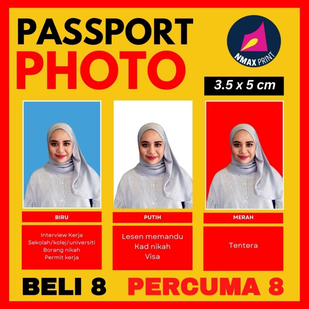 Cuci Gambar Ukuran Passport Saiz Standard (3.5cm x 5cm) | Shopee Malaysia