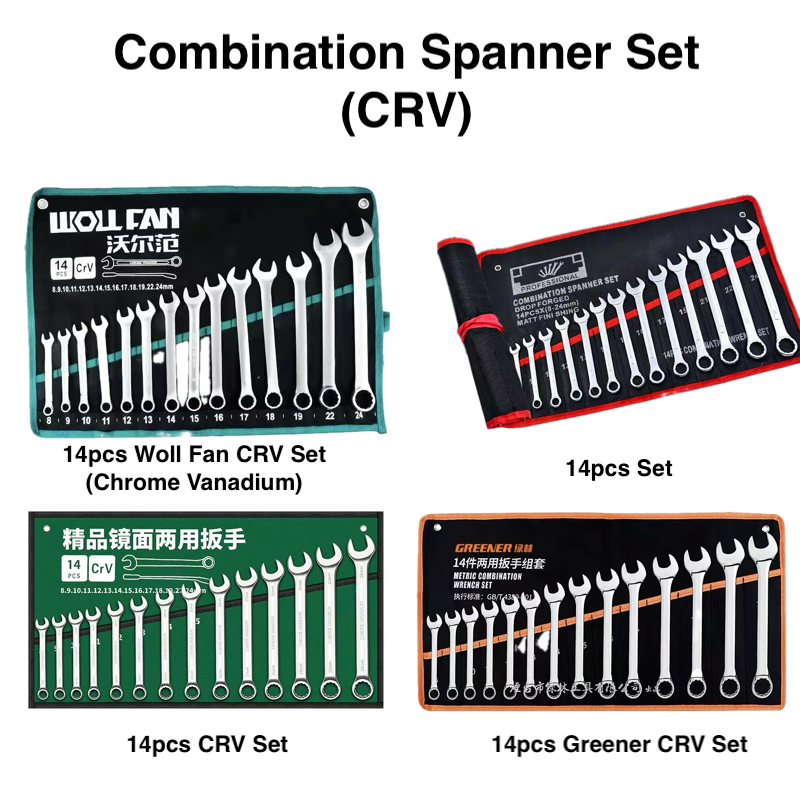 (14pcs) Heavy Duty Combination Spanner Set (8mm-24mm) Car Repair Box Set Tools Set Wrench Set ...