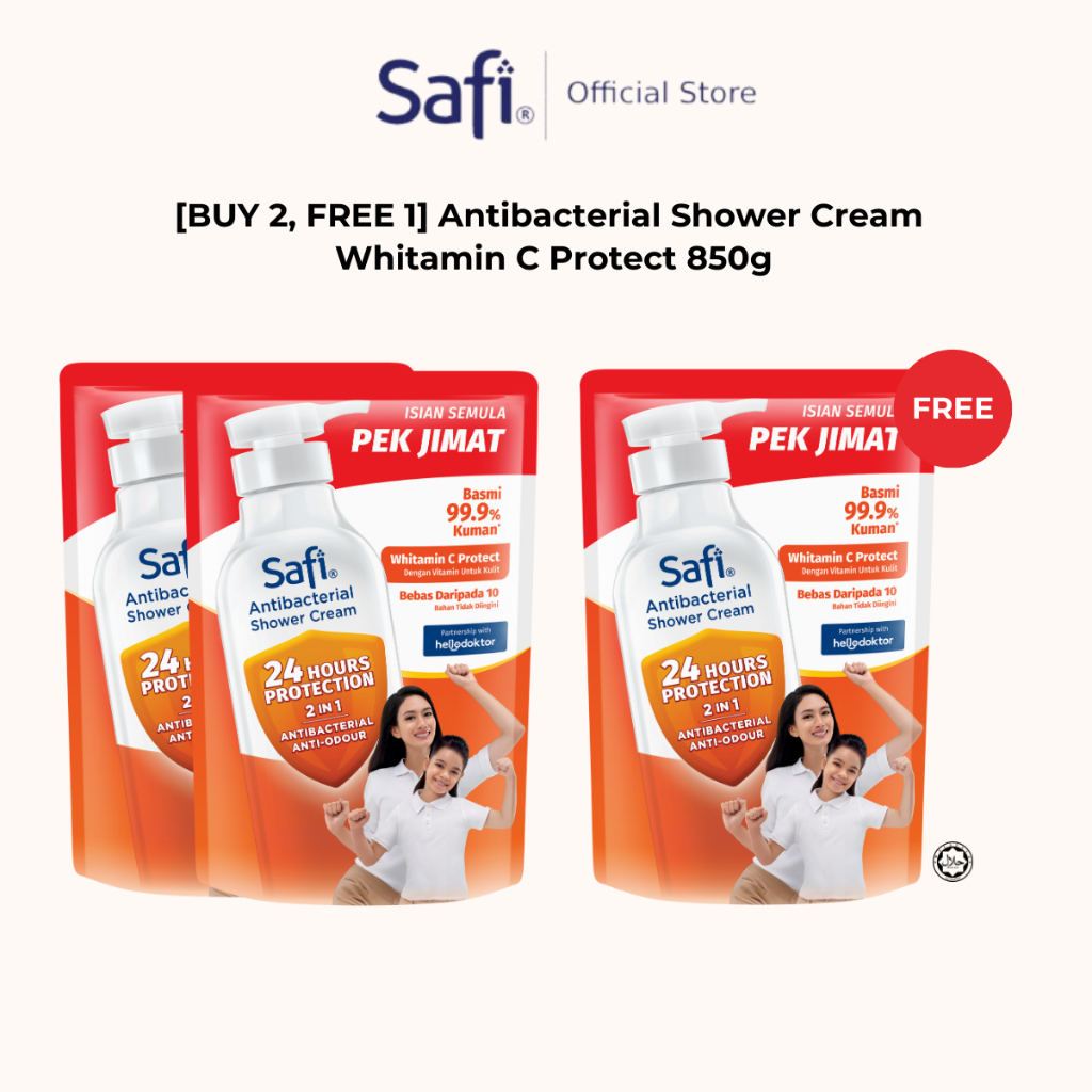 [Buy2Free1] Safi Antibacterial Shower Whitamin C Protect 850g | Anti ...