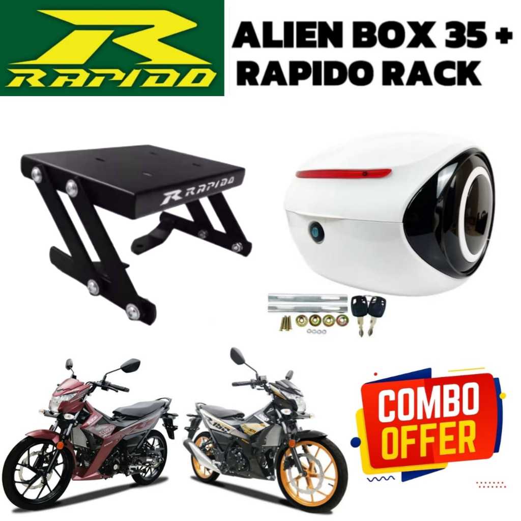 COMBO SET BOX ALIEN 35 ABS SUZUKI RAIDER 150 + MONORACK RAPIDO RAIDER ...