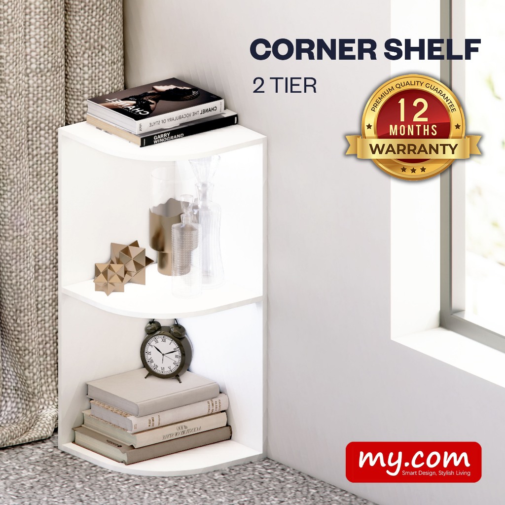 Rak Sudut 2 Tingkat/mycom Corner Shelf 2 Tier Bookshelf Decorative ...