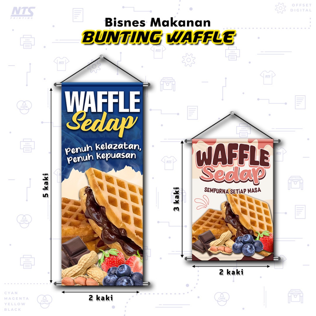 🔥READY DESIGN🔥 Bunting Waffle - Tebal / Kalis Air / Lasak / Peniaga ...