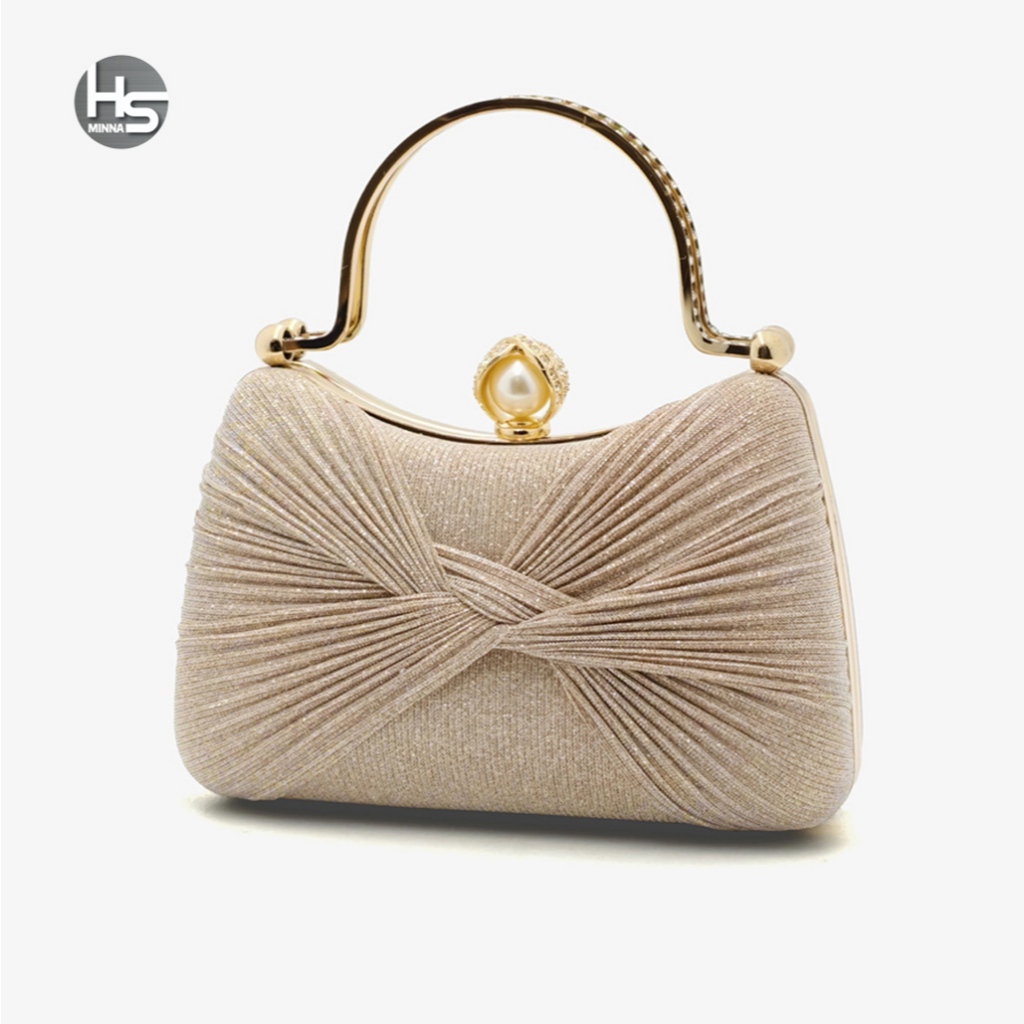 Gold Cross Pleats Clutch Evening Bag Handheld Evening Bag Dress Bag ...