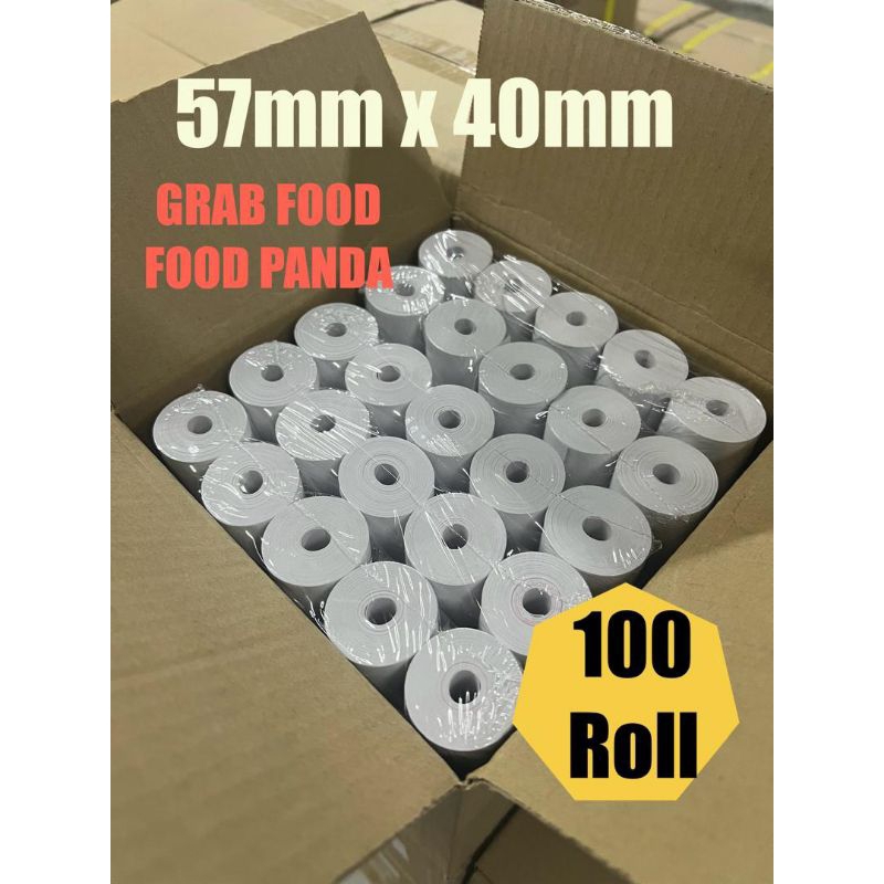 57mm x 40mm (100Roll) Coreless (Grab Food, Food Panda, Credit Card ...