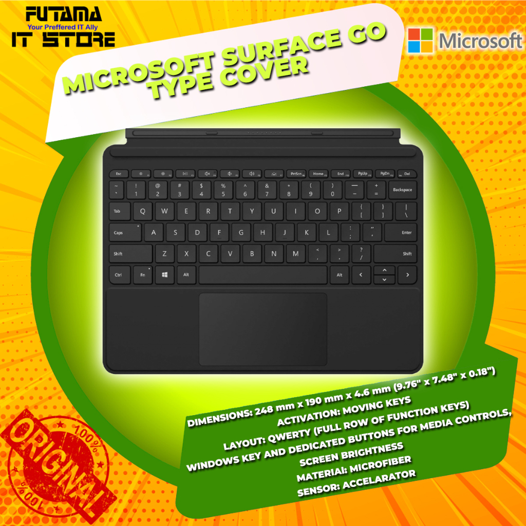 Microsoft Surface Go Type Cover - Full sized keyboard/Function keys ...