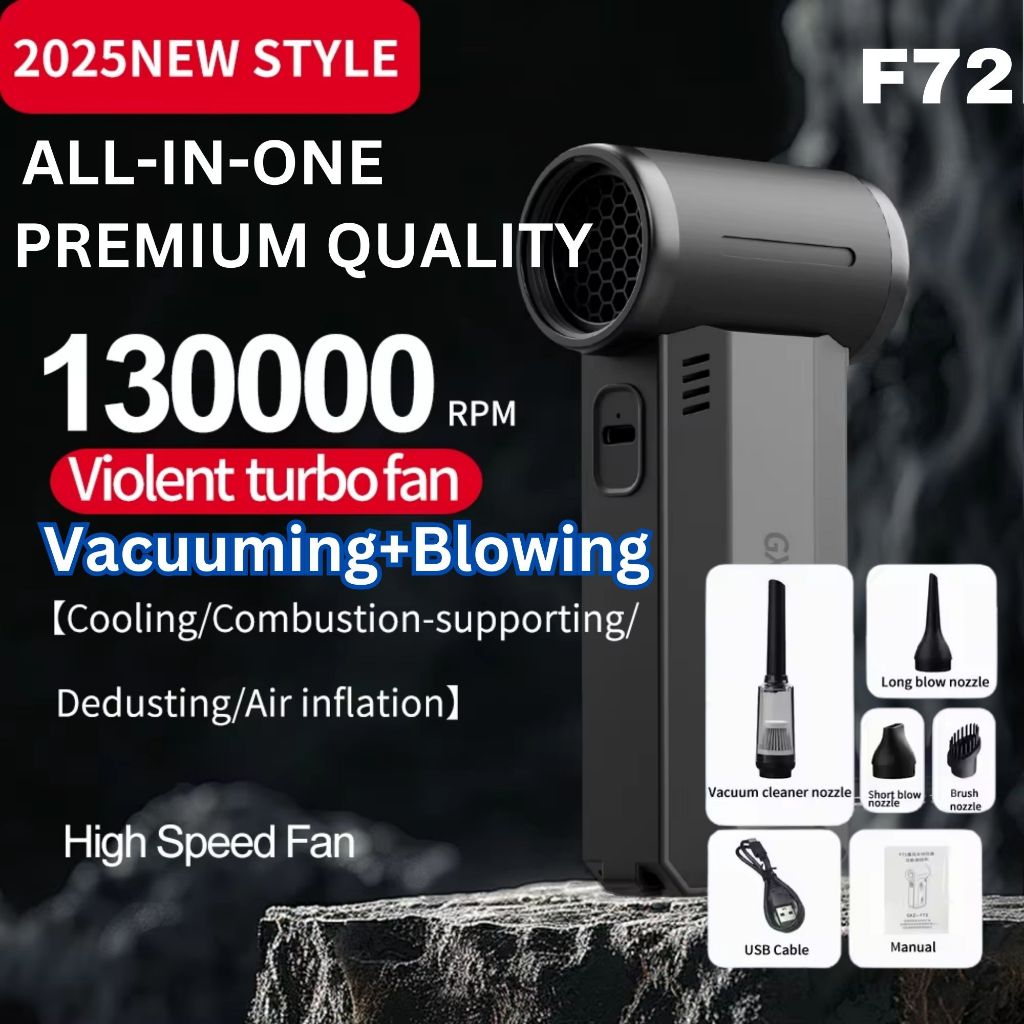 PREMIUM QUALITY ALL-IN-ONE Vacuum+Blowing 4000mAh Mini Turbo Jet Fan High-Speed Stepless ...