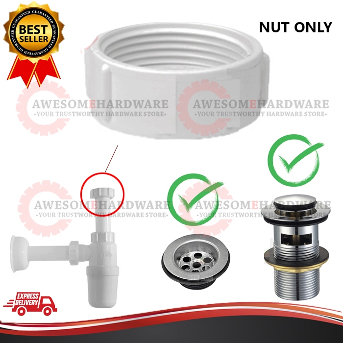 (NUT ONLY) 1-1/4" 32MM PVC BOTTLE TRAP SCREW NUT CAP FOR BASIN WASTE ...