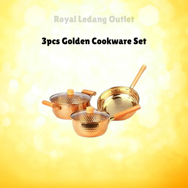 HappyCook 3pcs Stainless Steel Golden Cookware Set Kitchenware | Shopee ...