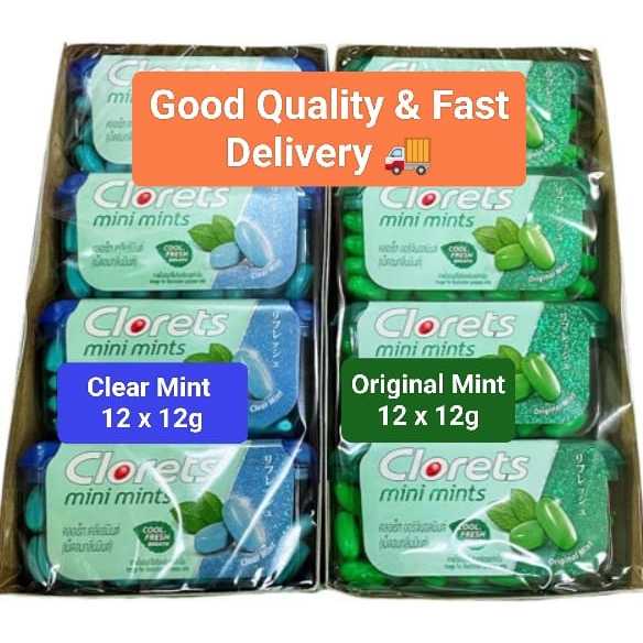 CLORETS ORIGINAL MINT / CLEAR MINT (12g x 12pcs) | Shopee Malaysia