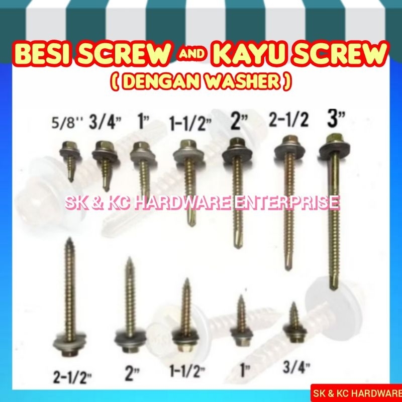 Screw Kayu / Screw Besi Hex Self Drilling Screw Atap Skru Bumbung c/w ...