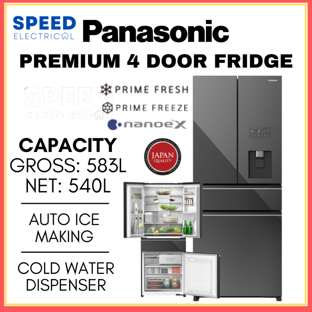 [SABAH ONLY] PANASONIC PREMIUM PRIME+ FOUR DOOR FRIDGE NR-YW590YMMM 冰箱 ...