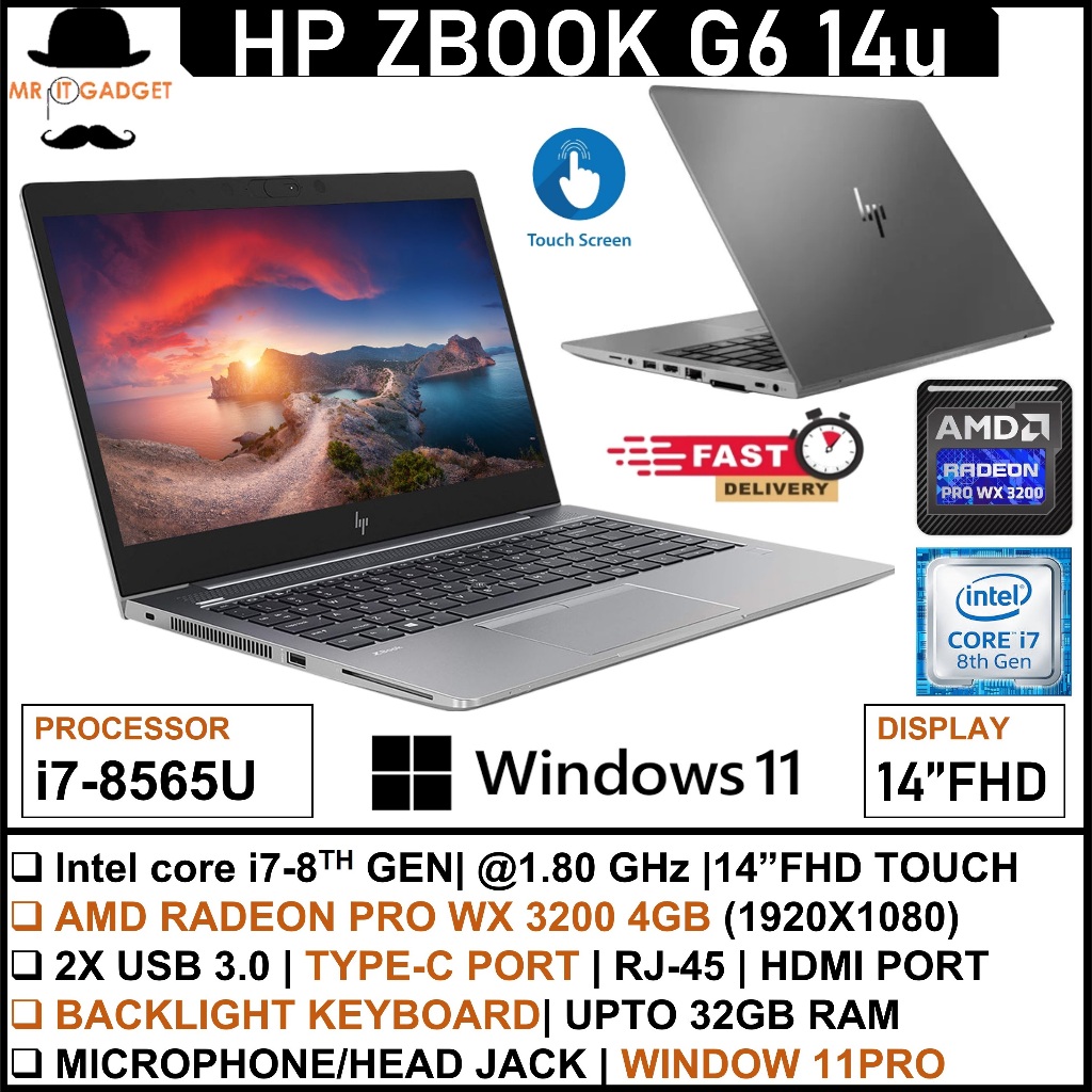 Hp Zbook 14U G6 Gaming & Graphic designing Core i7-8TH GEN AMD RADEON ...