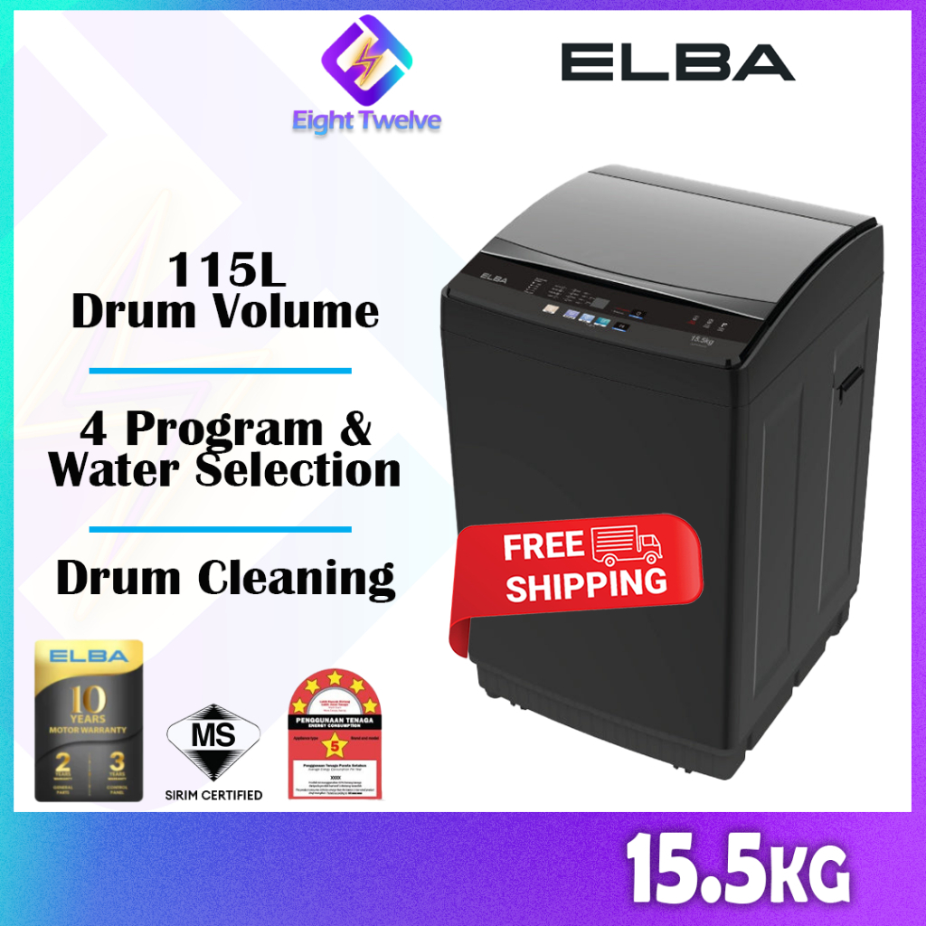 [FREE DELIVERY] 7.5KG - 15.5KG ELBA 5 Star Top Load Washing Machine ...