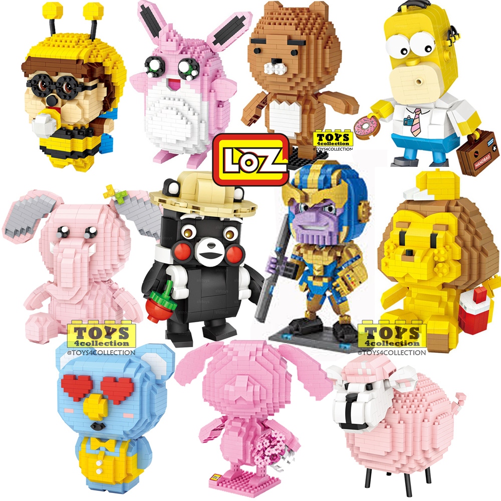 LOZ Cartoon Simpson Bunny Ryan Lion Kumamon Superhero Thanos Nano Brick ...