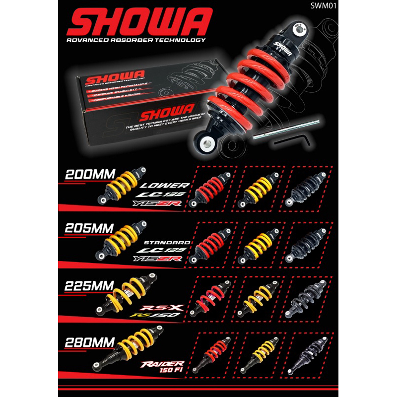 SHOWA Monoshock Adjustable 200 203 205 215mm 225mm 280mm Belang Raider ...