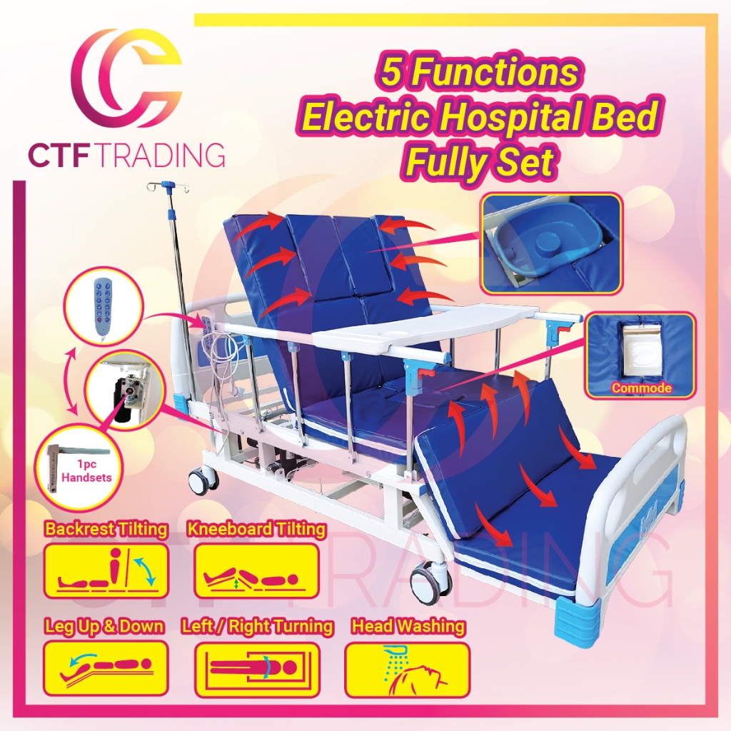 5 Functions Electric Hospital Bed Fully Set | Shopee Malaysia