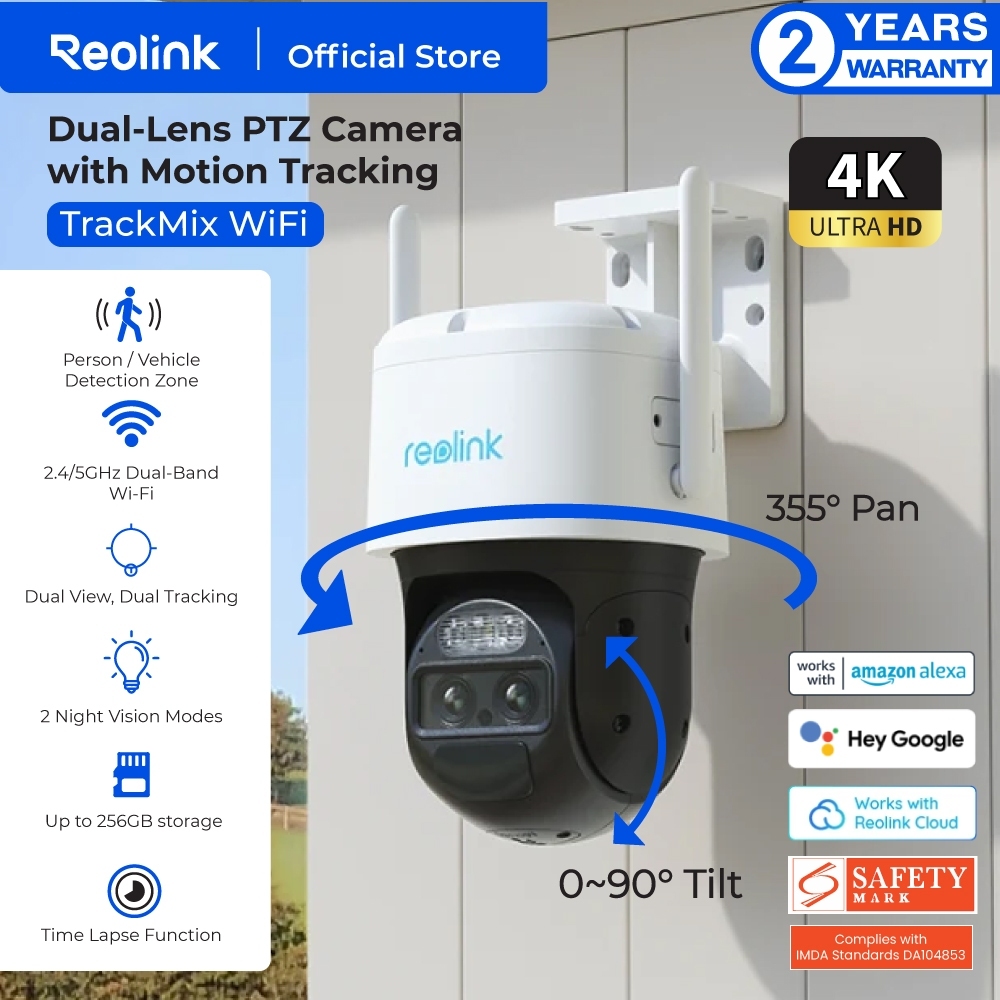 Reolink Trackmix Outdoor : Time Lapse 4K 8MP Camera, 2.4G/5GHz WiFi, Color Night Vision, Auto ...