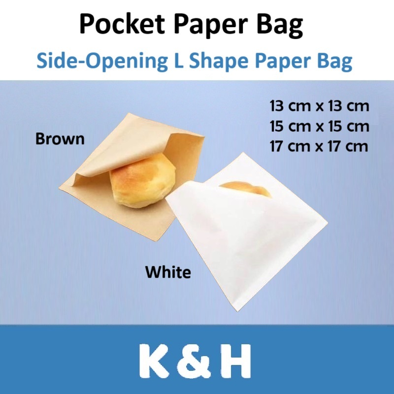 Beg Kertas [BROWN / WHITE] Sandwich Paper Bag (100pcs) / Waffle Bag ...