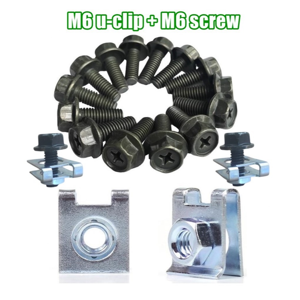 60pcs M6 Clip Nut Screw 6mm U-Clip U Nut Spring Clip Skru Motorcycle ...