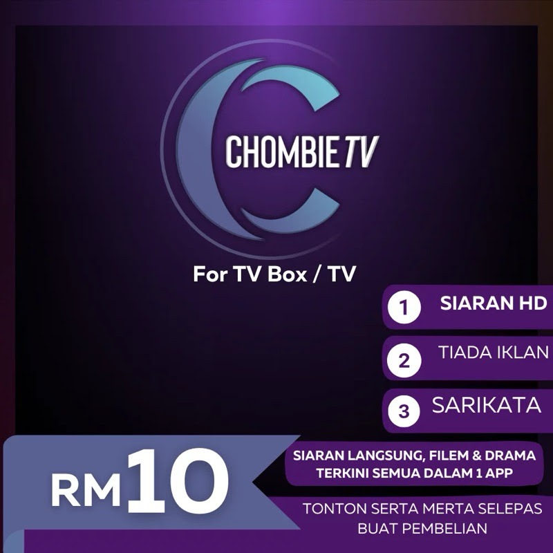 CHOMBIE TV CHOMBIE TV CHOMBIE TV MALAYSIA / 1 BULAN/ 3 BULAN / 6 BULAN ...