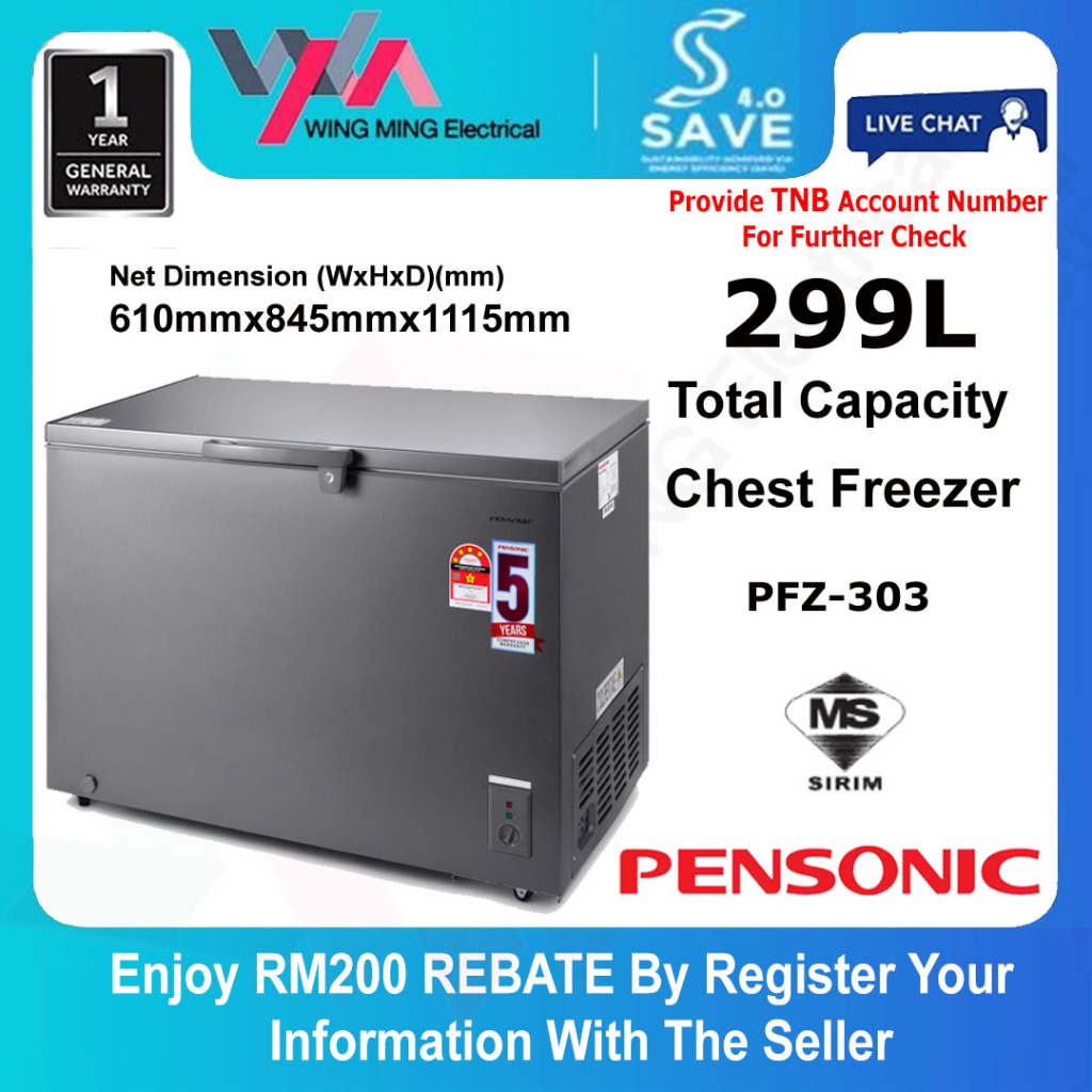 [ SAVE 4.0 ] PENSONIC 300L Chest Freezer Refrigerator 1 Door/Peti Beku ...