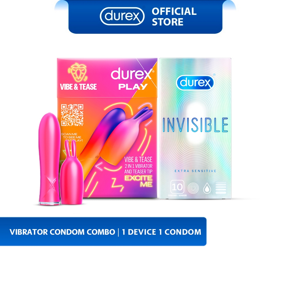 [Toy - Vibrator Condom] Durex Play Vibe & Tease 2 in 1 Vibrator + Durex Invisible Extra ...
