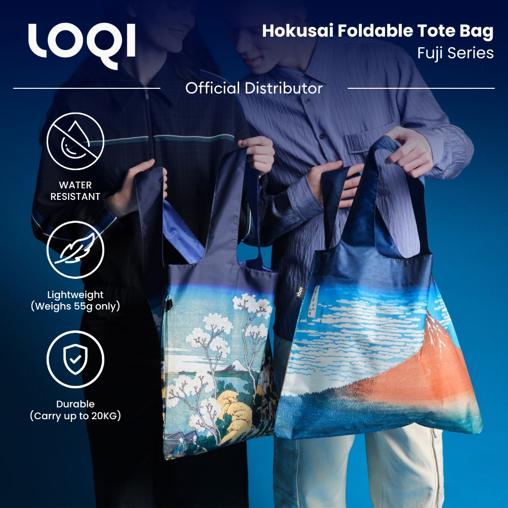 LOQI Hokusai Foldable Tote Bag - Red Fuji, Mountains In Clear Weather ...