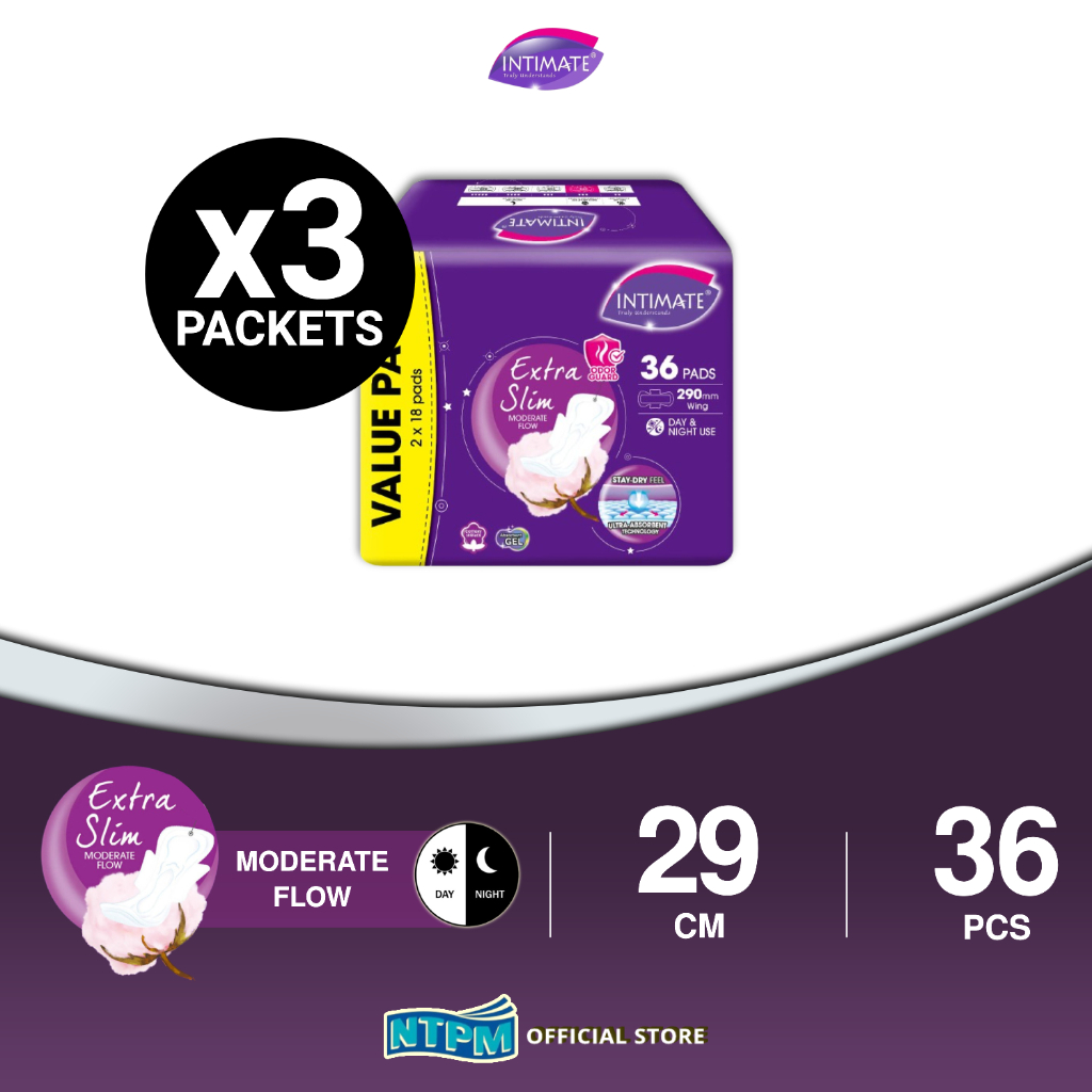 (M137) Intimate Extra Slim Day & Night Wing 290mm (36's) x 3 packets ...