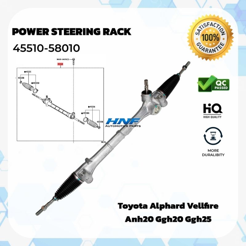 Toyota Alphard Vellfire Anh20 Ggh20 Ggh25 Power Steering Rack 45510 ...