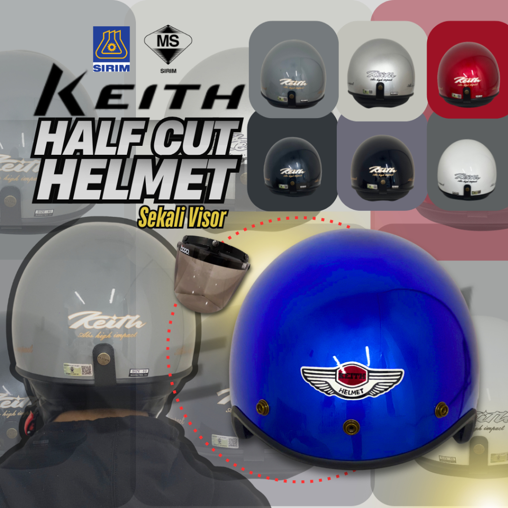 【READY STOCK】Keith 903 3 Pin Button Half Cut Motorcycle Helmet Malaysia ...